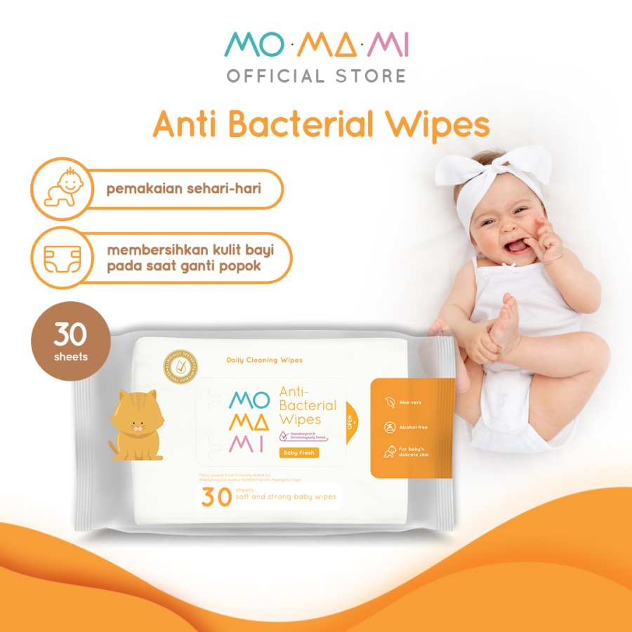 Jual MOMAMI ANTIBACTERIAL WIPES | TISSUE PEMEBERISH AREA POPOK | TISSUE ...