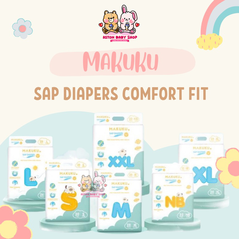 Jual Makuku Comfort Fit SAP Diapers NB32 S30 M28 L26 XL24 XXL22 Popok ...