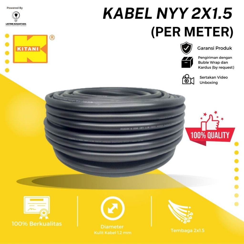 Jual Kabel NYY Kitani 2x1.5mm Kabel Listrik Outdoor Bawah Tanah Per ...