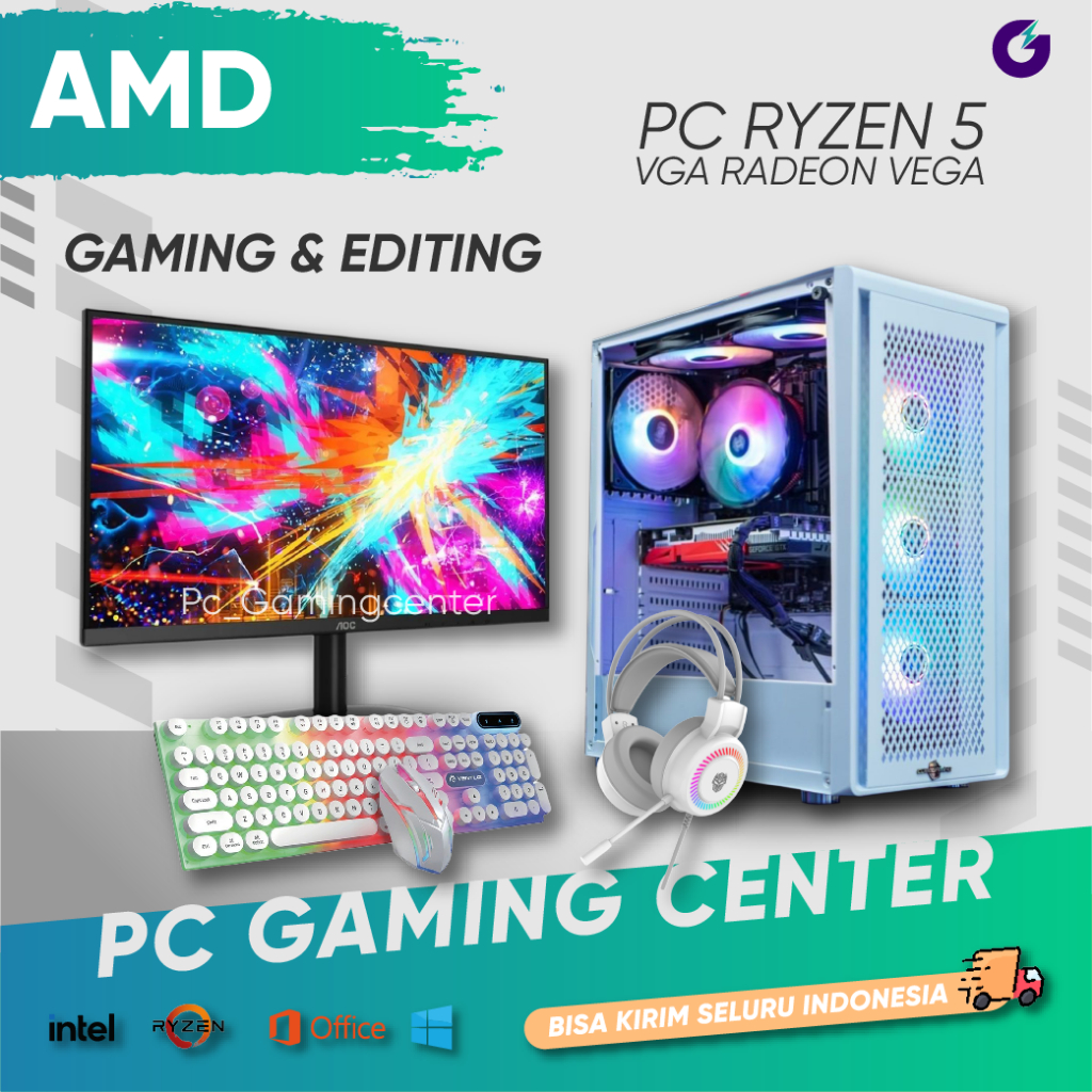 Jual PC RAKITAN RYZEN 5 RAM 16GB KOMPUTER GAMING FULLSET MONITOR 24 ...