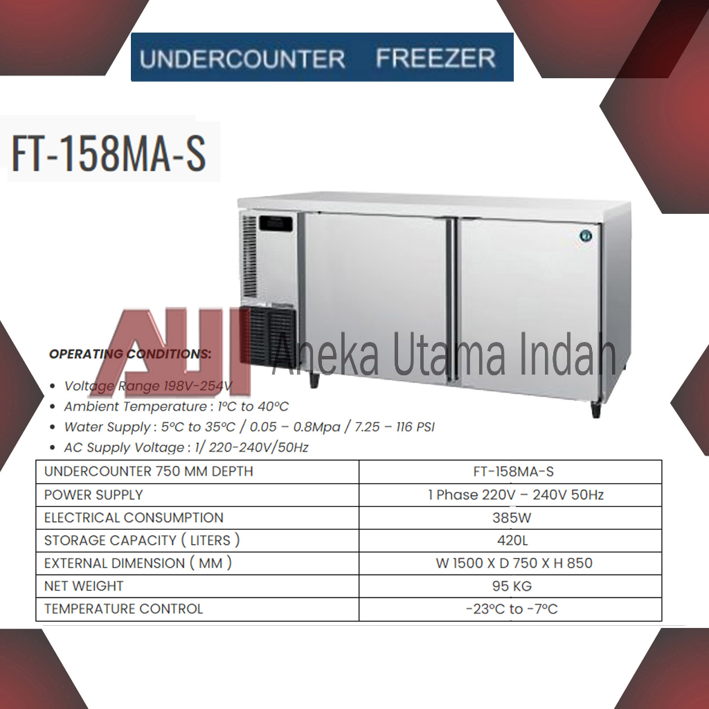 Jual Hoshizaki FT-158MA-S Undercounter Freezer 2 Pintu Lebar 75 Cm ...