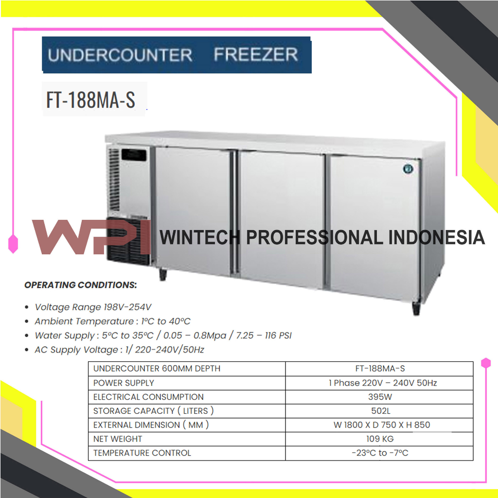 Jual Hoshizaki FT-188MA-S Undercounter Freezer 3 Pintu Lebar 75 Cm ...