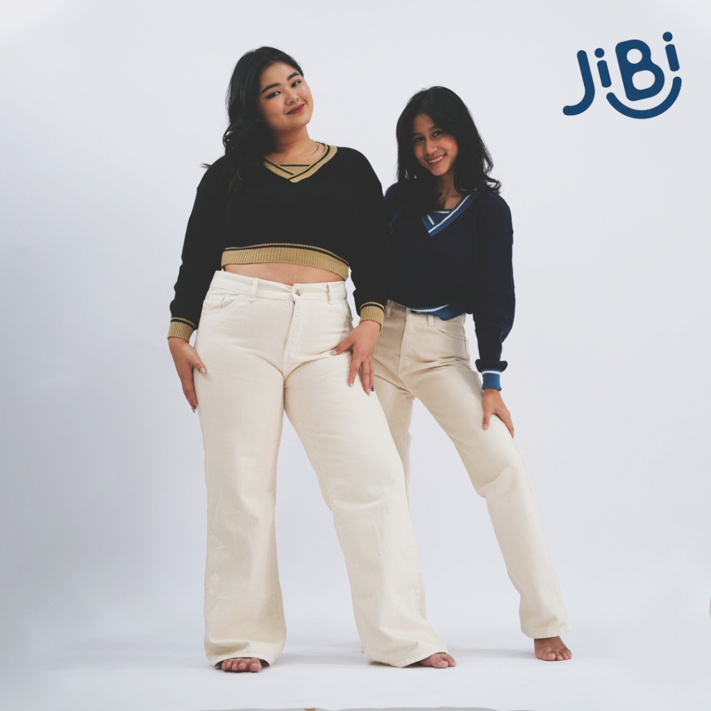 Jual JIBI - Chic Culottes Jeans - Cream - Kulot Jeans | Shopee Indonesia