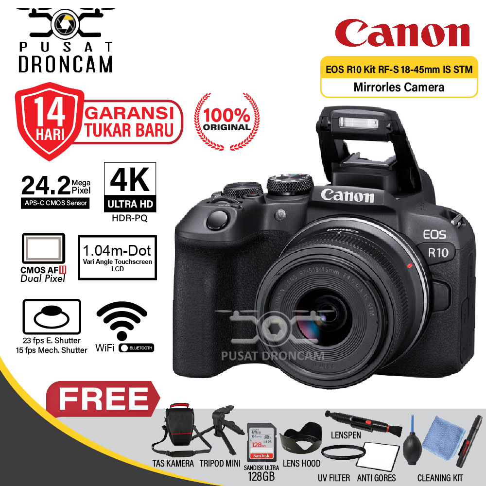 Jual Canon EOS R10 Kit RF-S 18-45mm STM EOS R 10 Kit 18-45 Garansi ...