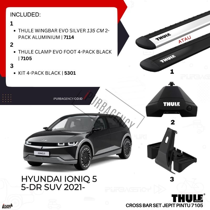 Jual Thule Cross bar Clamp evo 7105 Hyundai ioniq 5 2021- | Shopee ...