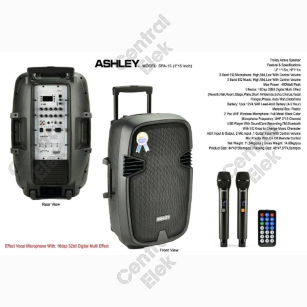 Jual speaker portable ashley spa15 spa 15 15inch bluetooth original ...