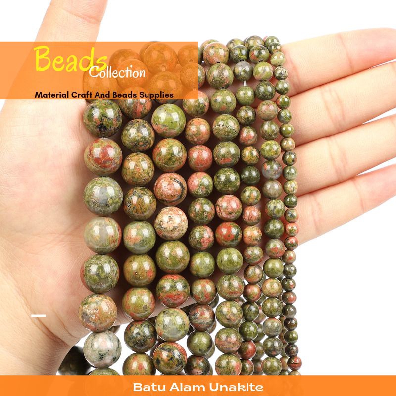 Jual Manik Batu Alam Unakite Kuarsa Bulat Alami 4-10mm | Shopee Indonesia