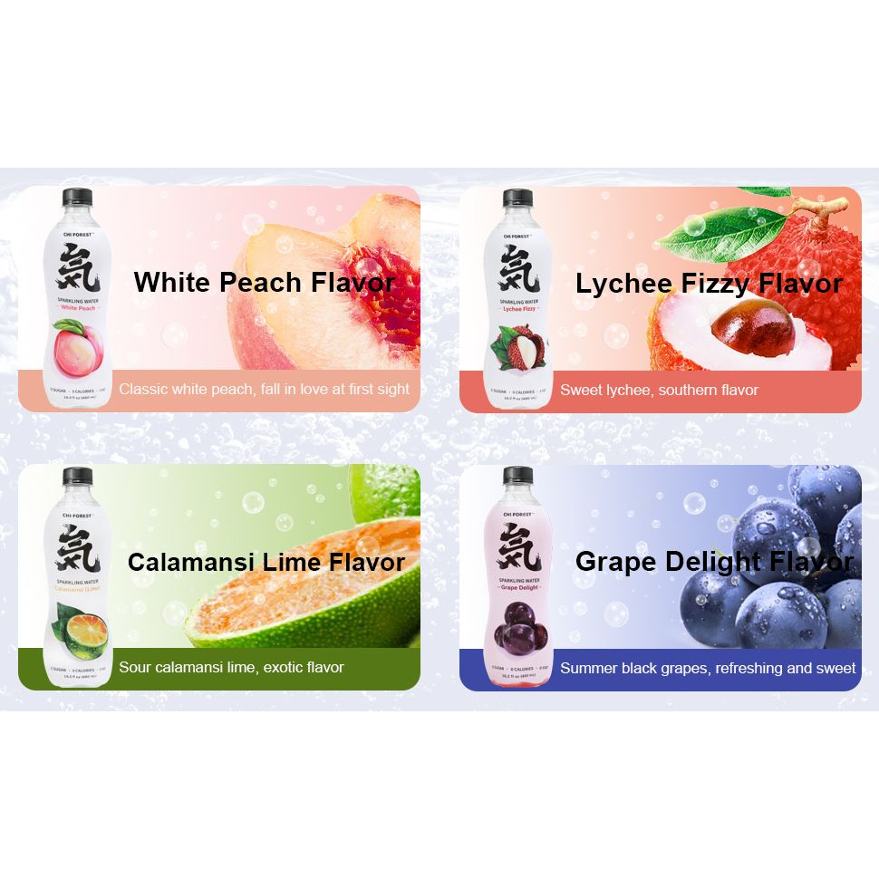 Jual CHI Forest Sparkling Water Lychee Peach Grape Calamasi 480ml Minuman Soda Bebas Gula ...