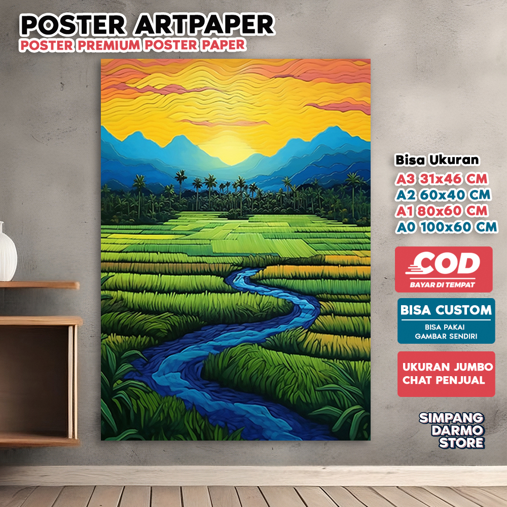 Jual Poster Poster Poster Sawah Indah Indonesia: Keindahan Estetik ...