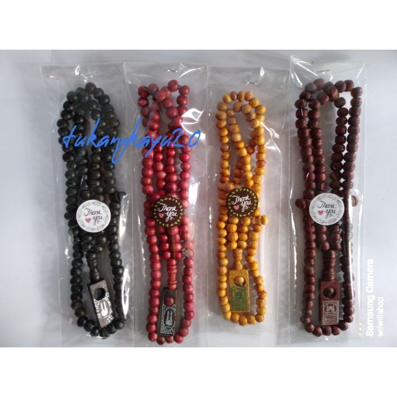 Jual Souvenir Tasbih kayu 99butir dngn kemasan plastik dan sticker ...