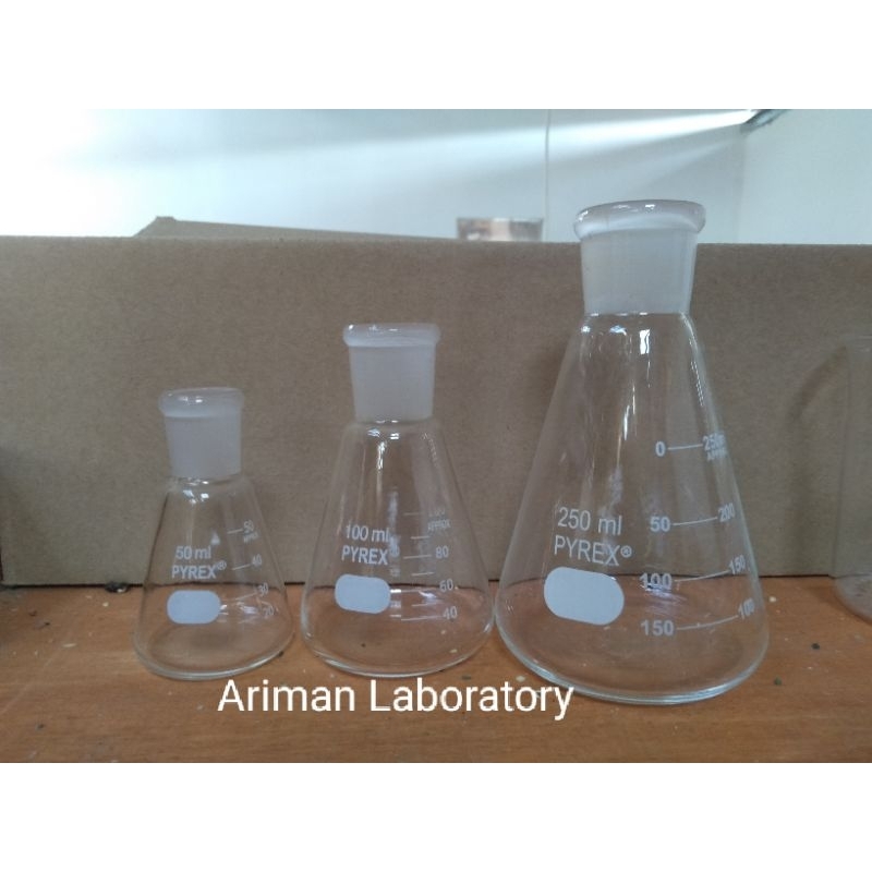 Jual Erlenmeyer 50 ml, 100 ml, 250 ml tutup asah | Shopee Indonesia