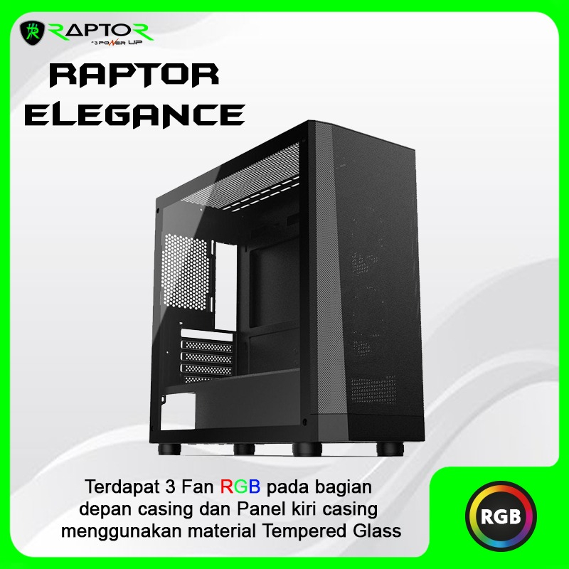 Jual Casing Gaming RAPTOR ELEGANCE - include 3 FAN RGB ROVER | Shopee ...