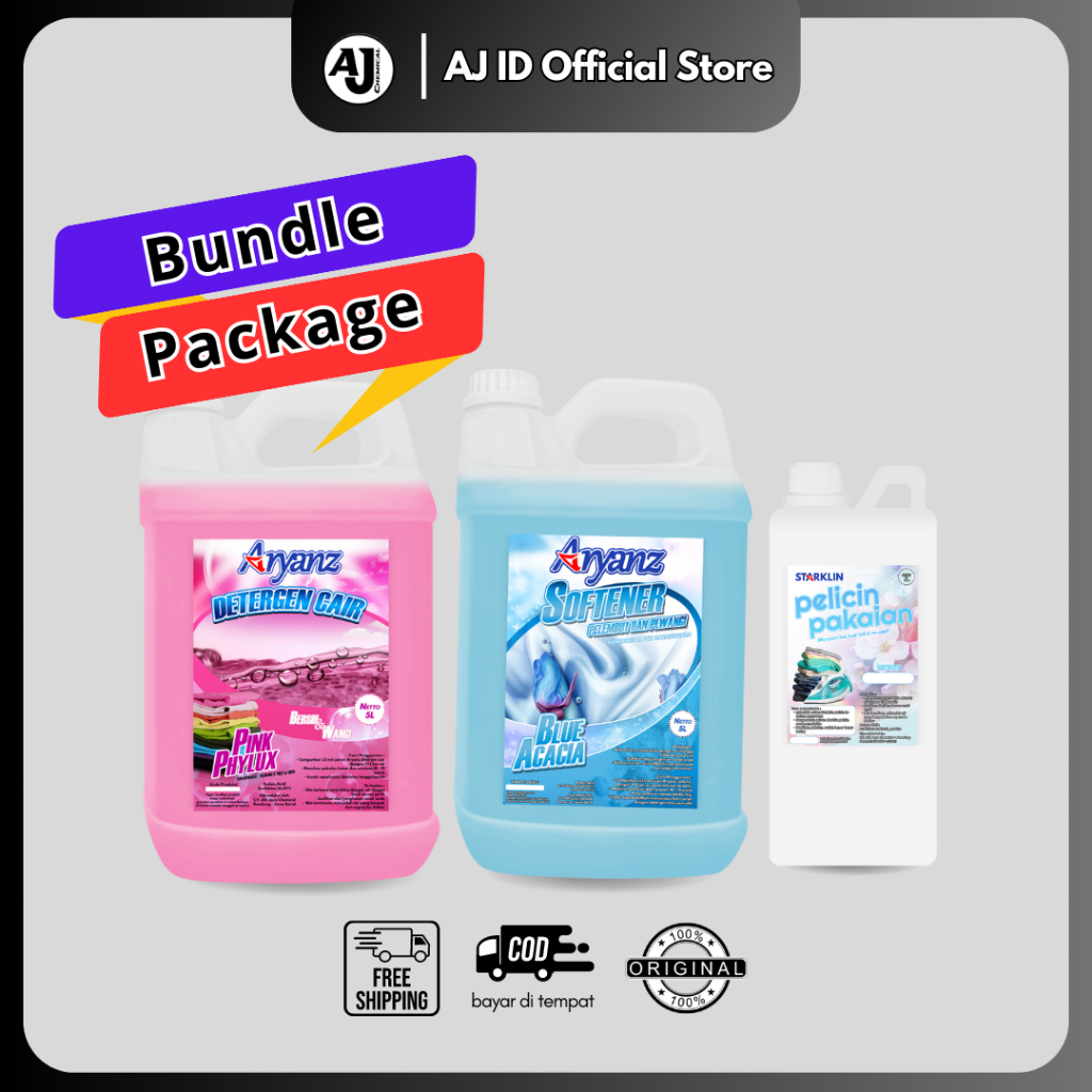 Jual Paket Laundry (Deterjen 5 Liter + Softener 5 Liter + Pelicin ...