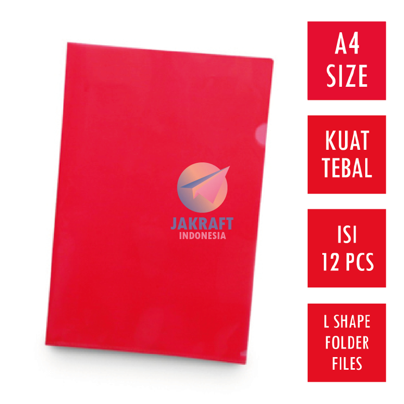 Jual (1 Pcs) Map L KNK Clear Sleeve A4 Merah Red File Folder Plastik Mika Transparan Tebal 0.14 ...