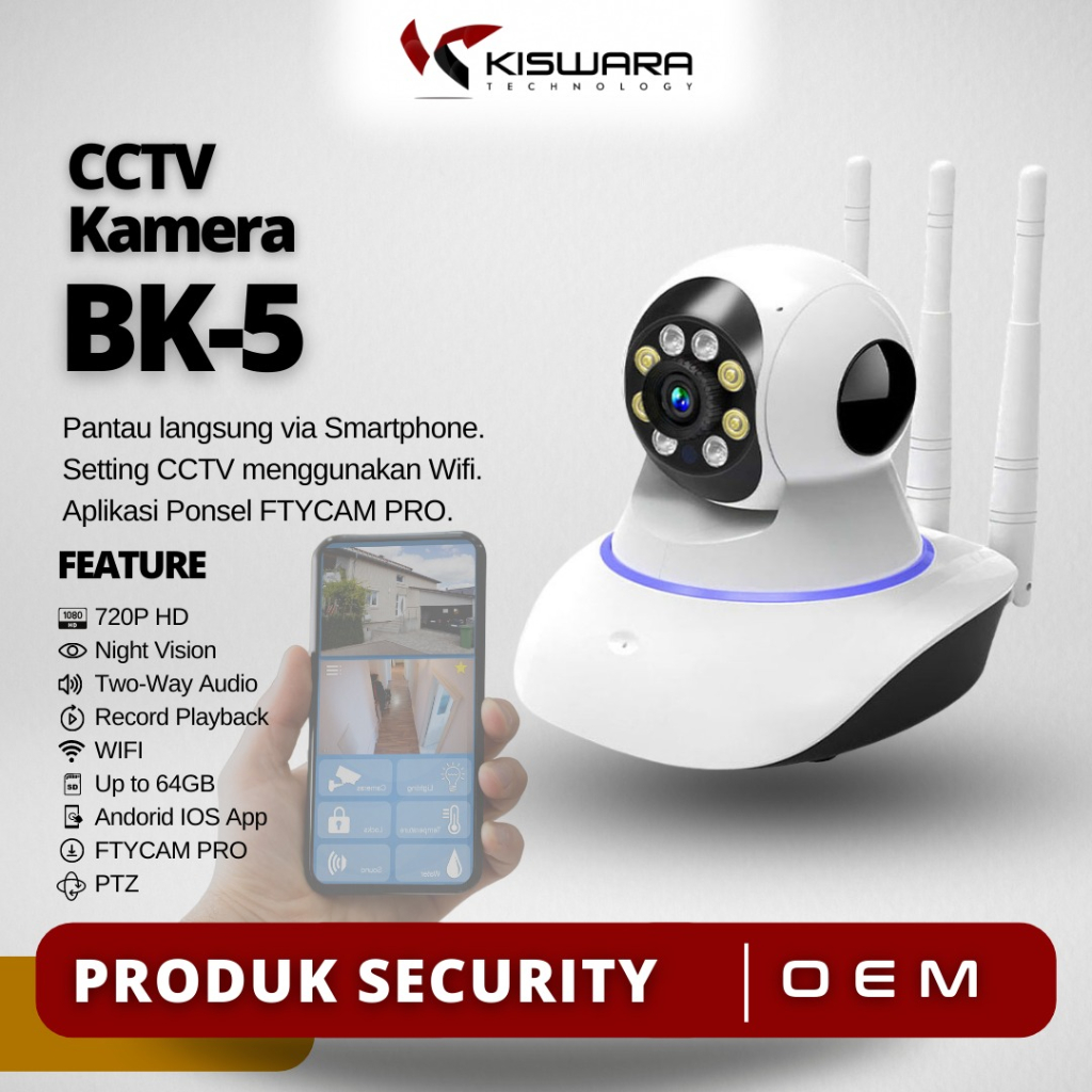 Jual PTZ CCTV Termurah Wifi Smart Camera 720P - BK-5 [FTYCAM PRO ...