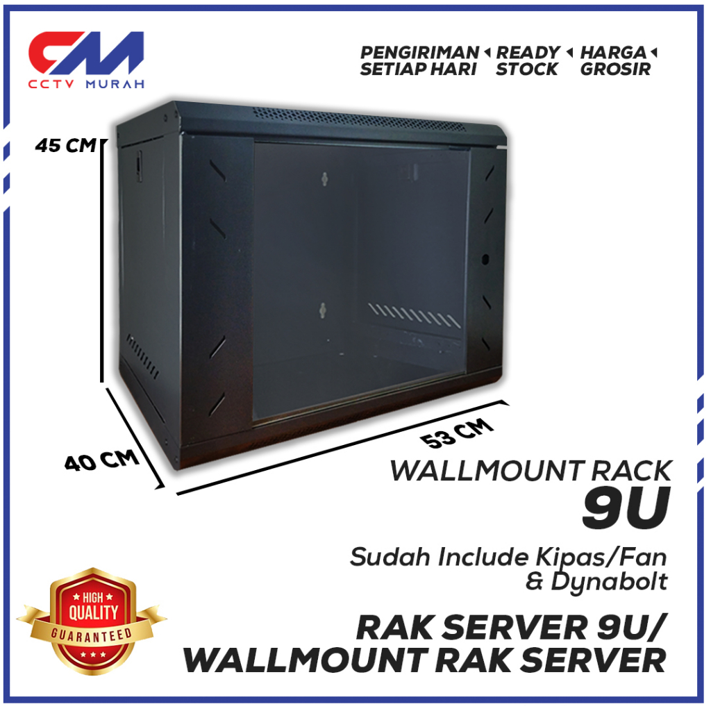 Jual Wallmount Rack Server 9U/Rak Server Ukuran 9U Single Glass Door ...