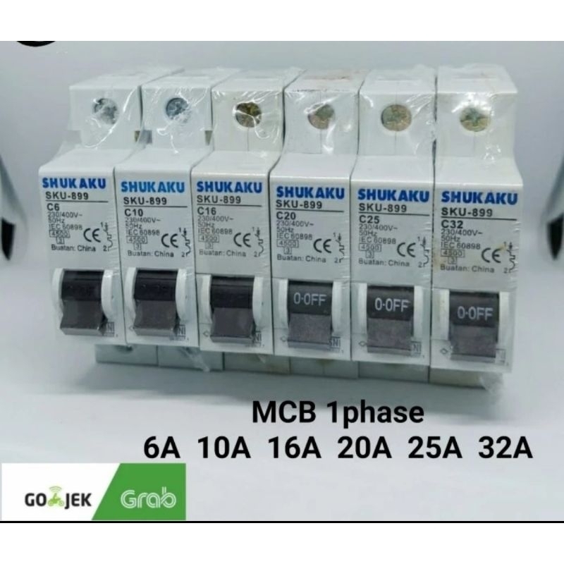 Jual MCB Murah 1Phase 2A 4A 6A 10A 16A 20A 25A Shukaku (Harga Perpcs) | Shopee Indonesia