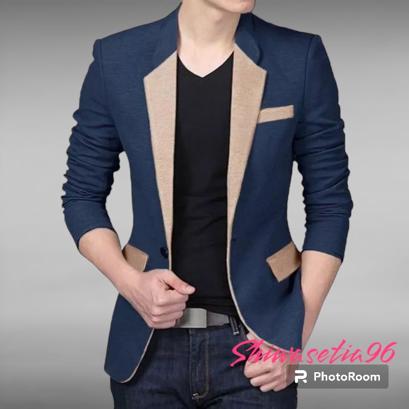 Jual Jas Pria / Blazer Pria Slimfi /Jas blazer kombinasi Slimfit /Jas ...