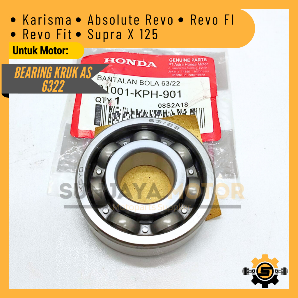 Jual Bearing Laher Kruk As 63/22 Klaher Lahar Original Honda Supra X 125 Revo X FI Karisma ...