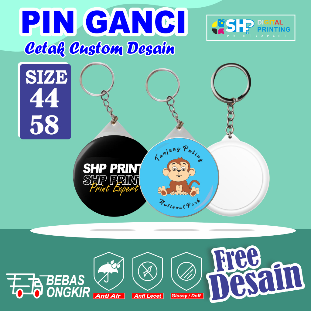 Jual Pin Gantungan Kunci Custom Souvenir Pin Ganci 44 & 58 Glossy ...