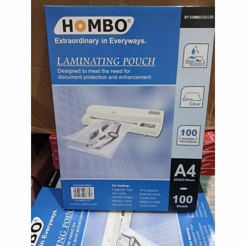Jual PLASTIK LAMINATING A4 HOMBO 100 MICRON / LAMINATING POUCH FILM ISI ...