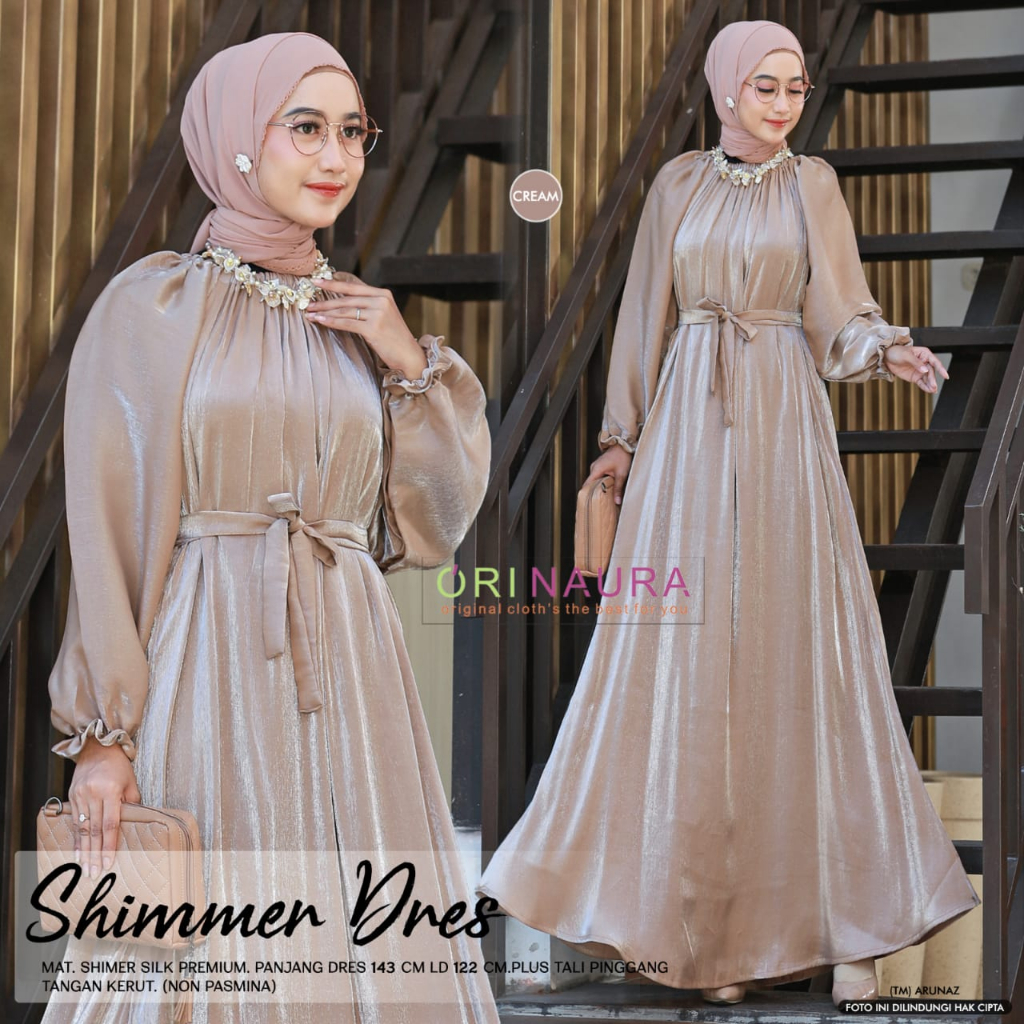 Jual Shimmer Dress Shimmer Dres Silk Premium Gamis Muslim wanita ...