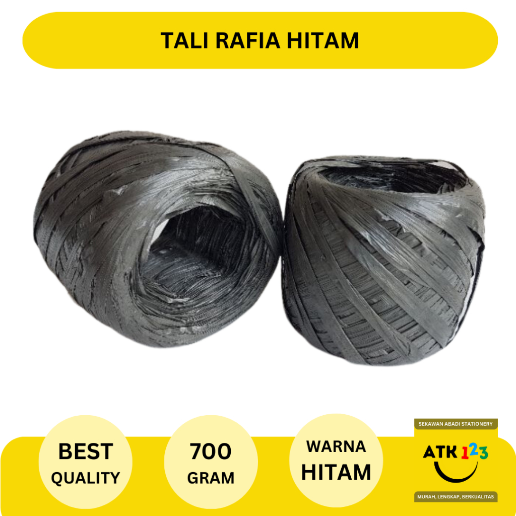 Jual TALI RAFIA / Tali Rafia Hitam / Tali Rapia 700 gram / 7 ons ...