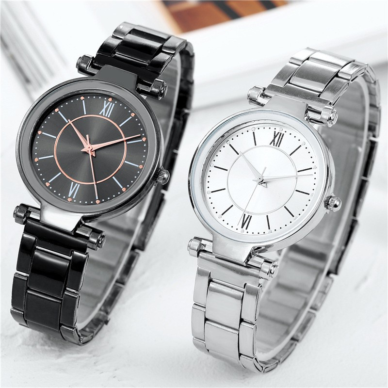 Jual Jam Tangan Quartz Analog Dial Bulat Casual Strap Stainless Steel ...
