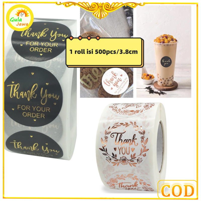 Jual Isi 500pcs 3.8cm Stiker Bulat "Handmade" Terima Kasih Seal ...