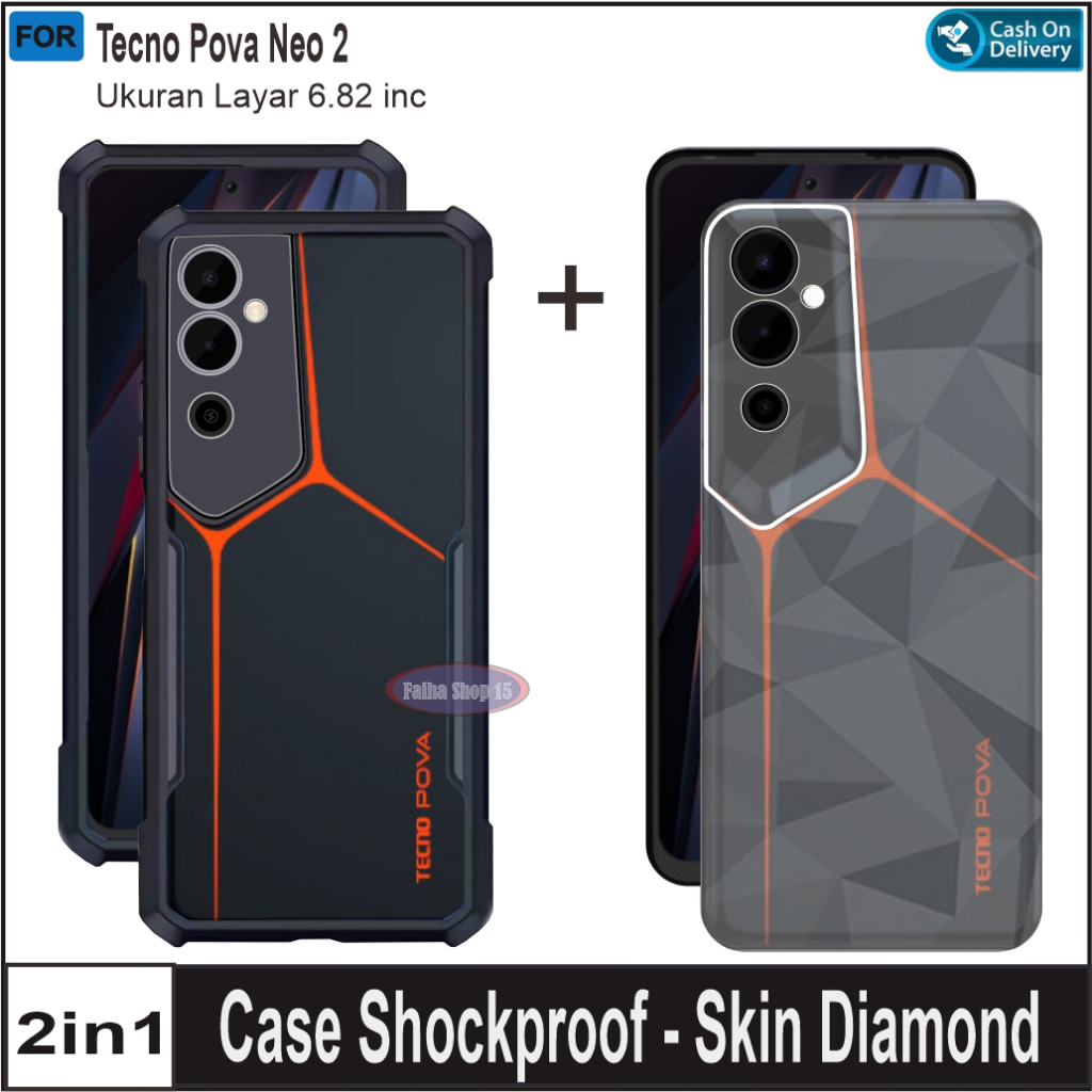 Jual Paket 2in1 Hard Case Tecno Pova Neo 2 Pova 5 Pova 5 Pro Casing Armor Shockproof Free Skin ...