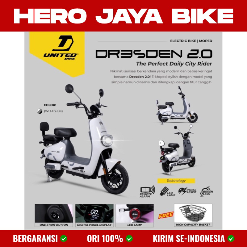 Jual Sepeda Listrik UNITED DRESDEN 2.0 Electric E Bike 600 Watt 20Ah ...