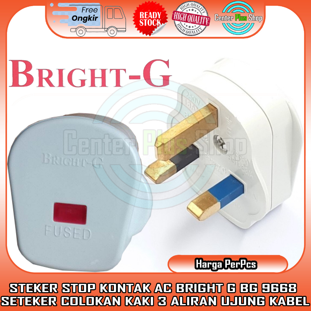 Jual Steker Stop Kontak Ac Bright G Bg 9668 Seteker 3 Kaki Colokan ...