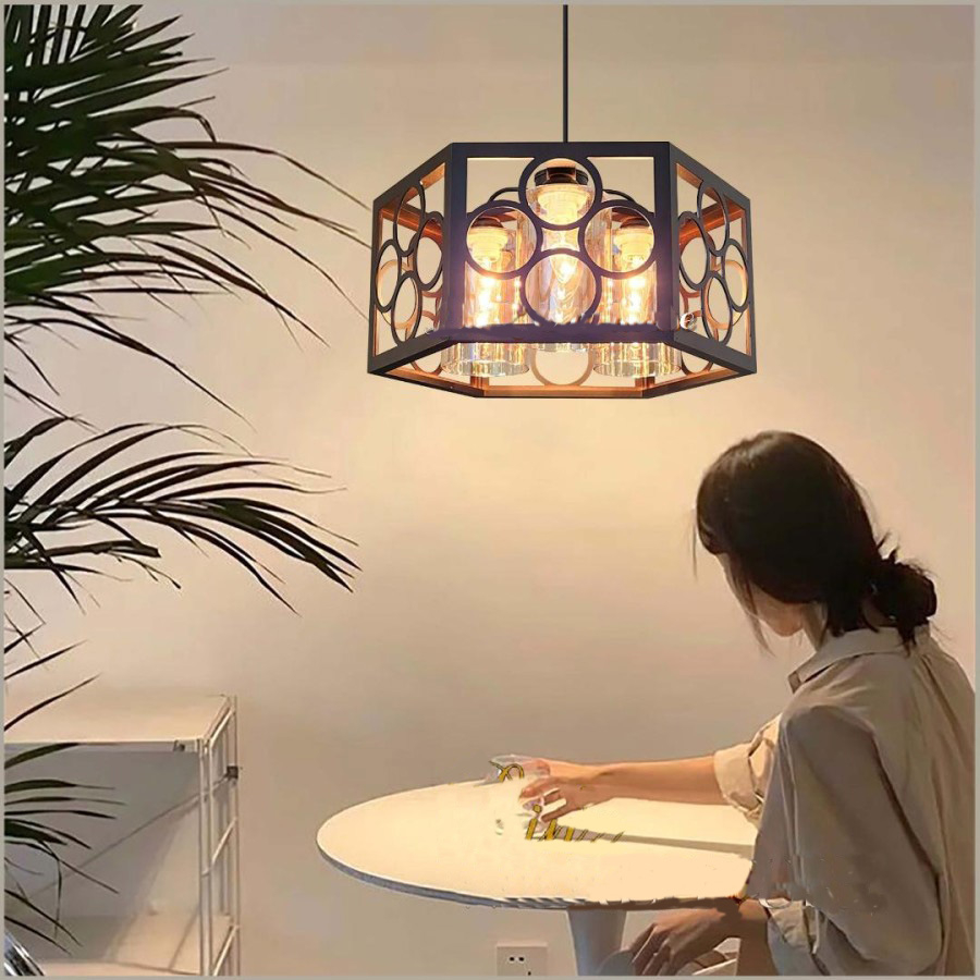 Jual Lampu hias gantung MODERN MINIMALIS BLACK HEXAGON segi 6 kaca ...