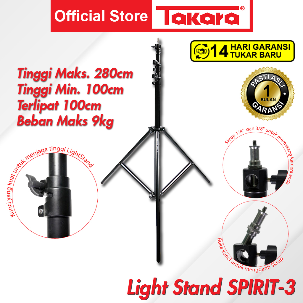 Jual TAKARA SPIRIT-3 Light Stand Lightstand Tripod Spirit 3 | Shopee ...