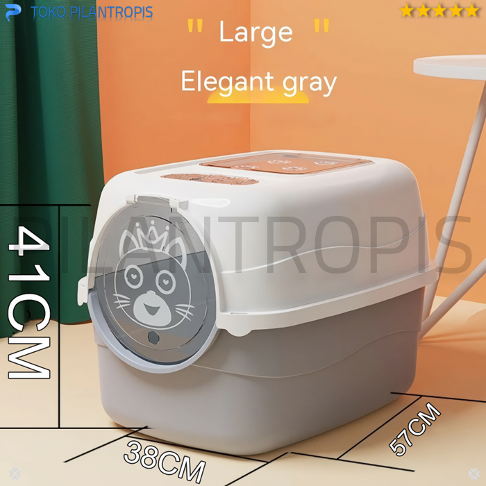 Jual CAT LITTER BOX KUCING BESAR JUMBO TERTUTUP 38X57X41 CM TEMPAT PUP ...