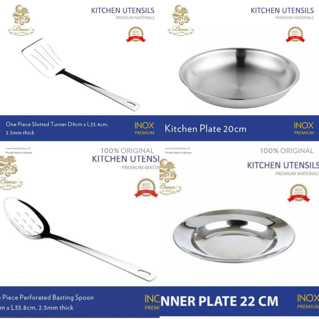 Jual Bima Kitchen Piring Stainless Inox Sendok Lubang Mangkuk Original ...