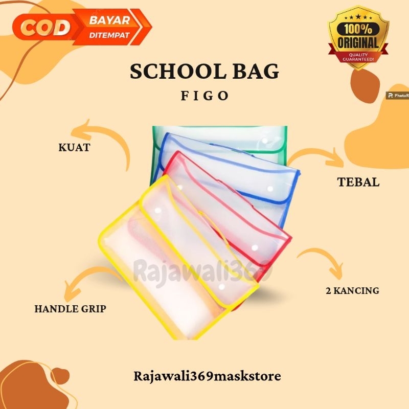 Jual Merk FIGO Map Zipper Kancing/ Tas Sekolah/ School Bag/ Tas ...