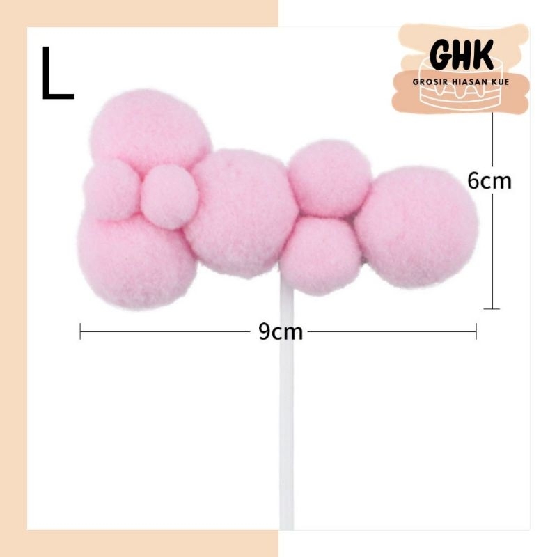 Jual Cake Topper Hiasan Kue Cloud Pom Blue Pink White TERLENGKAP ...