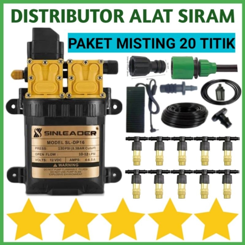 Jual PAKET MISTING 10 / 20 TITIK HEAD SPRAYER MIST NOZZLE KUNINGAN ...