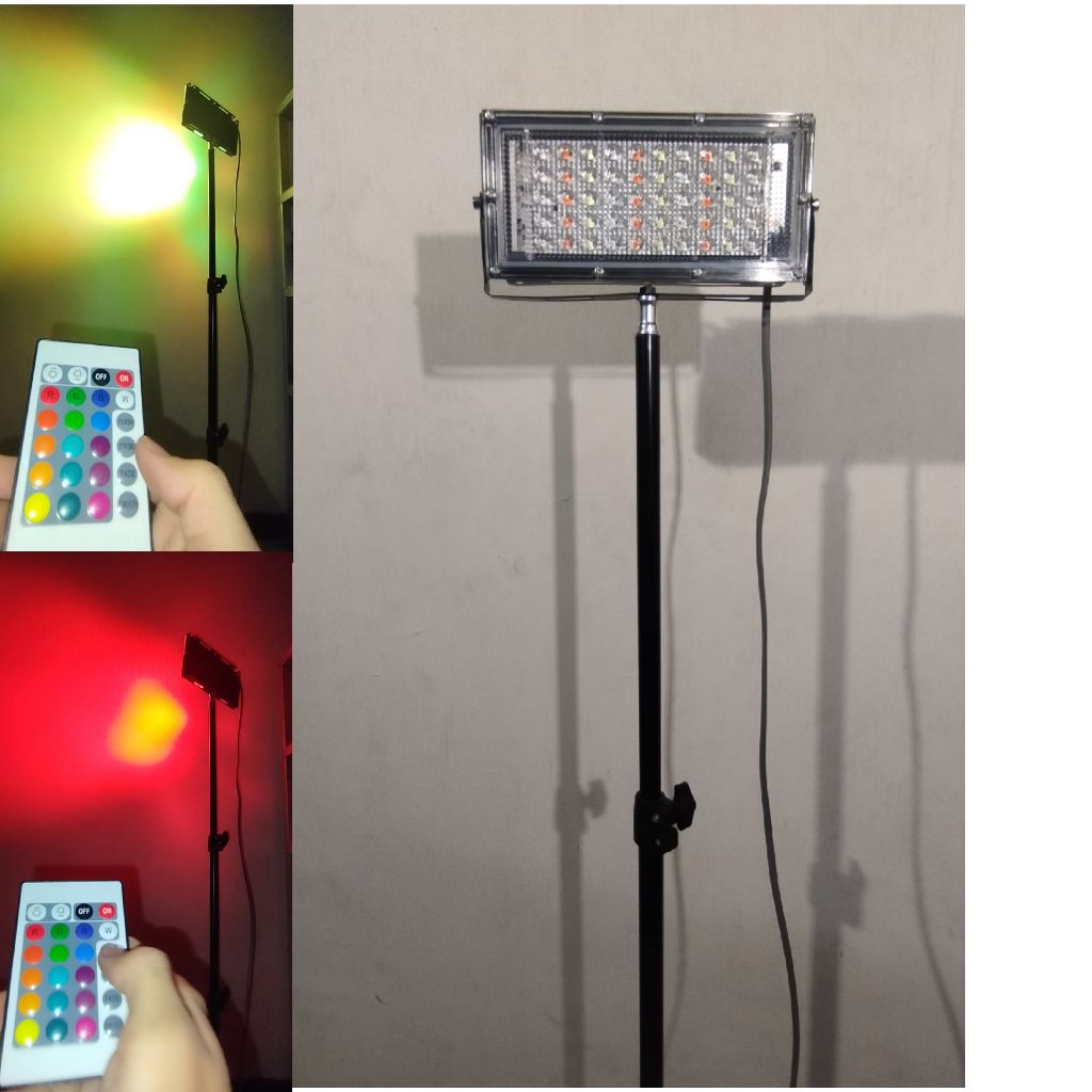 Jual Lampu sorot RGB 50w dengan stand 1m dan 55cm lengkap satu set tinggal pakai | Shopee Indonesia