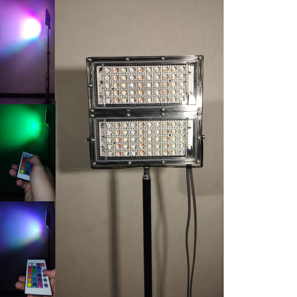Jual Lampu sorot RGB 50w dengan stand 1m dan 55cm lengkap satu set tinggal pakai | Shopee Indonesia