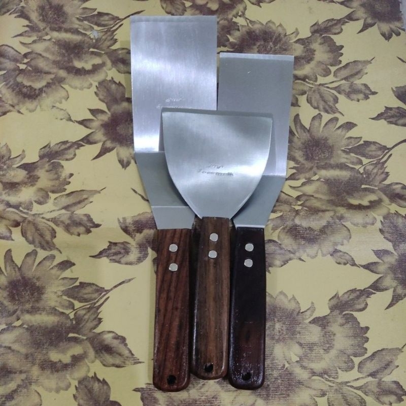 Jual spatula stainless anti karat untuk roti bakar /spatula bengkok ...