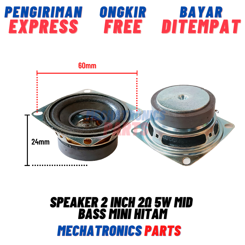 Jual Speaker 2 Inch 2Ω 5W Mid Bass Mini Hitam 2 Ohm 2in 2" HIFI High ...