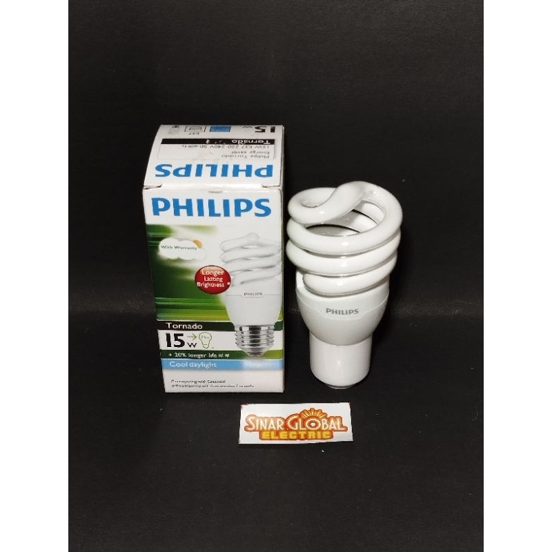 Jual Lampu philips tornado 15 Watt / lampu spiral philips 15 W putih | Shopee Indonesia