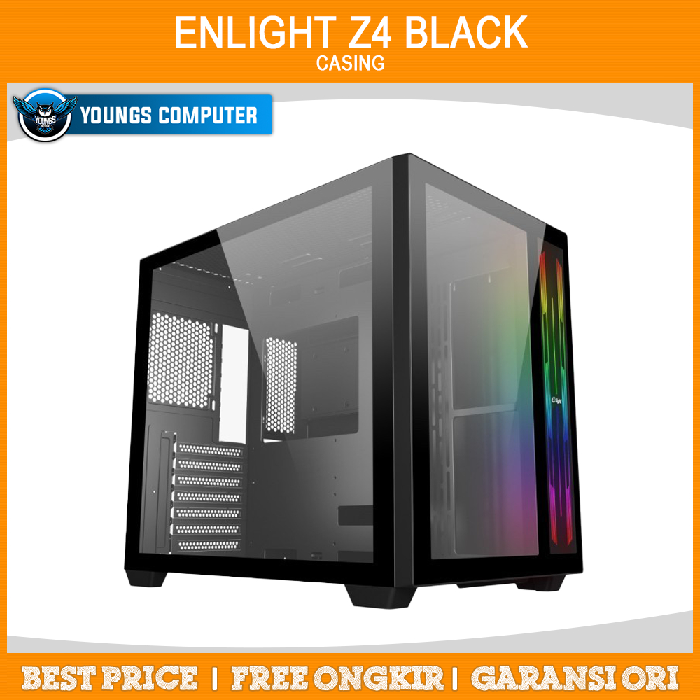Jual GAMING CASE ENLIGHT FPMAX Z4 BLACK + 3 Fan Innering - ATX | Shopee ...