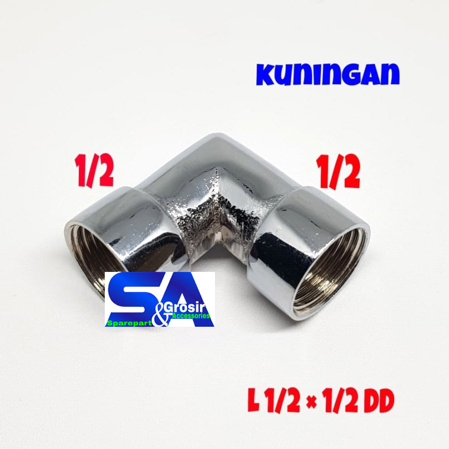 Jual Keni L 1/2 Inch Drat dalam x 1/2 Inch DRAT DALAM krom KUNINGAN/Kne ...