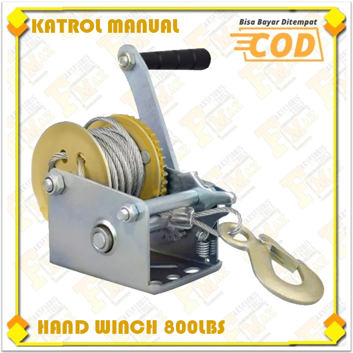 Jual Mesin Derak Manual Tangan Hand winch 800Lbs Katrol Derek Full Besi ...