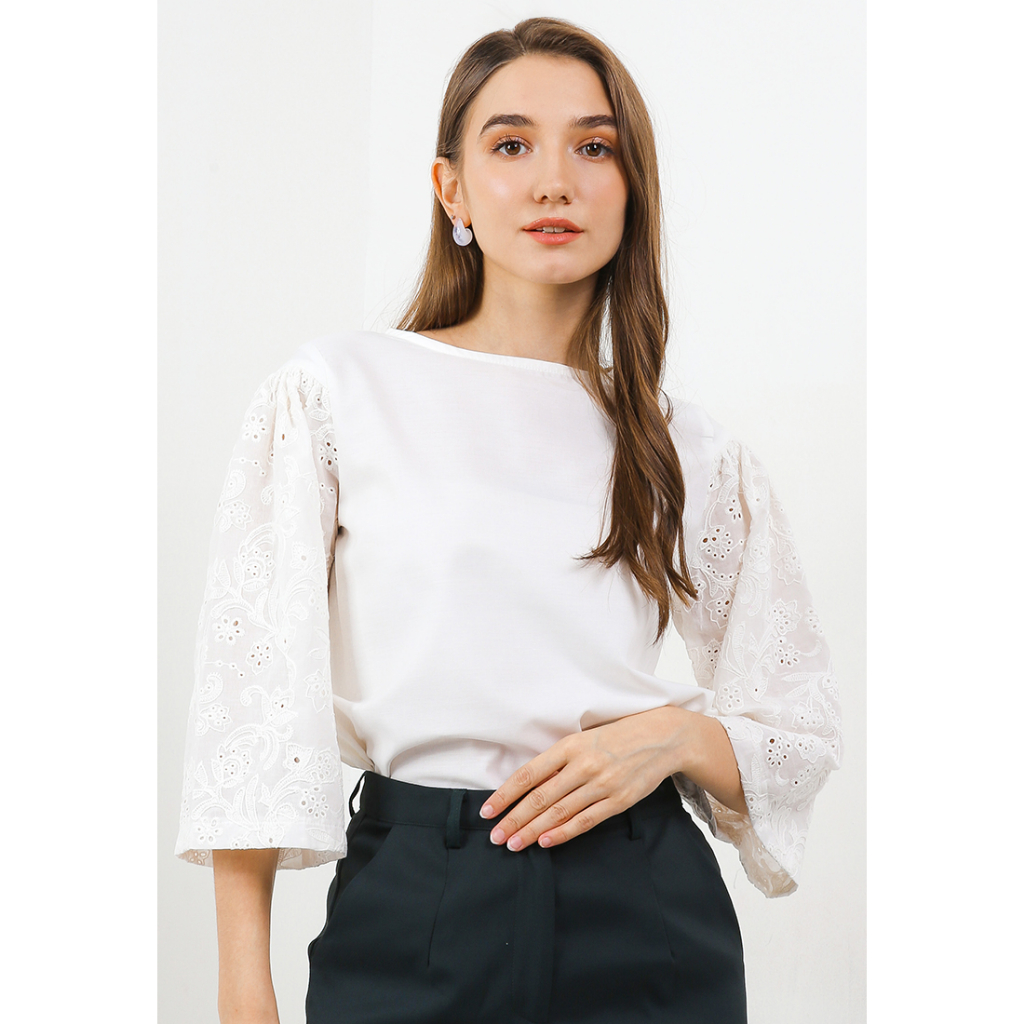 Jual LLACES Clothing - Blouse Wanita - Angel Lace Blouse - White ...