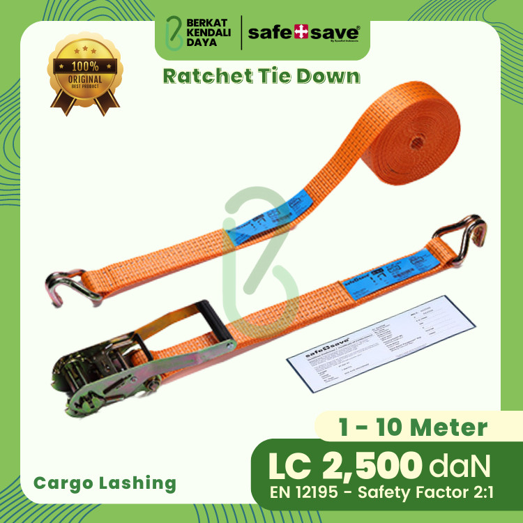 Jual Tali Pengikat Barang Cargo Ratchet Tie Down Lashing Belt Safe+Save ...
