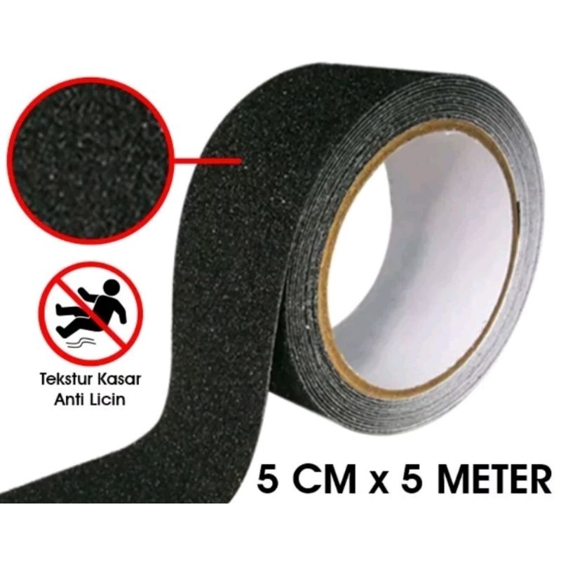 Jual Anti Slip Tape Lakban Licin HITAM 5M sticker safety walk lantai tangga (DSL) | Shopee Indonesia